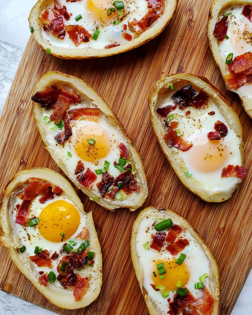 Breakfast Potato Boats | Spinach and Bacon