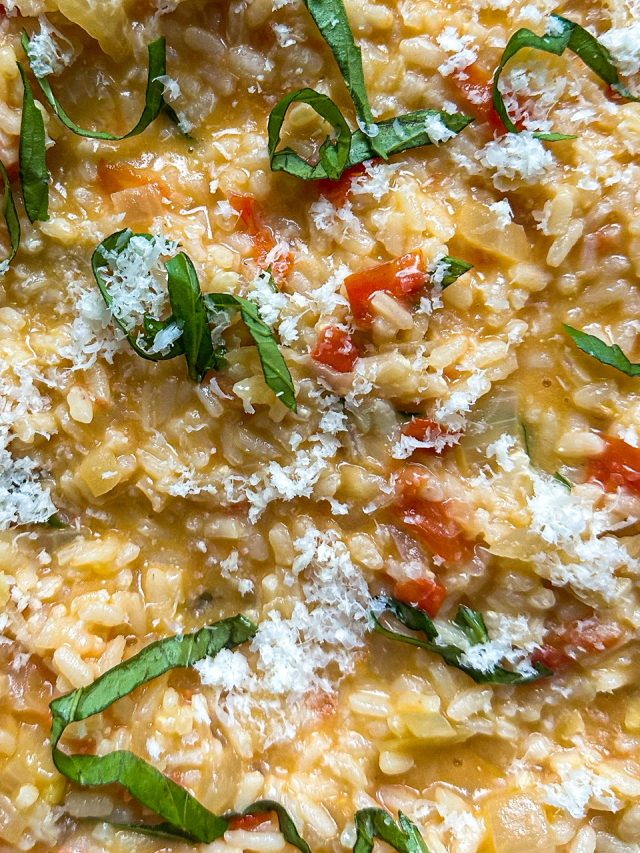 Tomato Risotto | Creamy Arborio Rice with Tomatoes and Basil
