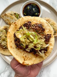 Smash Dumpling Tacos | Pork Dumpling Smashburger Tacos